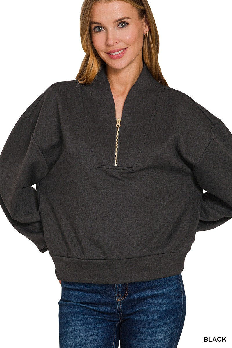 Scuba Half Zip Pullover w/ Gold Zipper (2 Colors) – Grace At Home Treasures