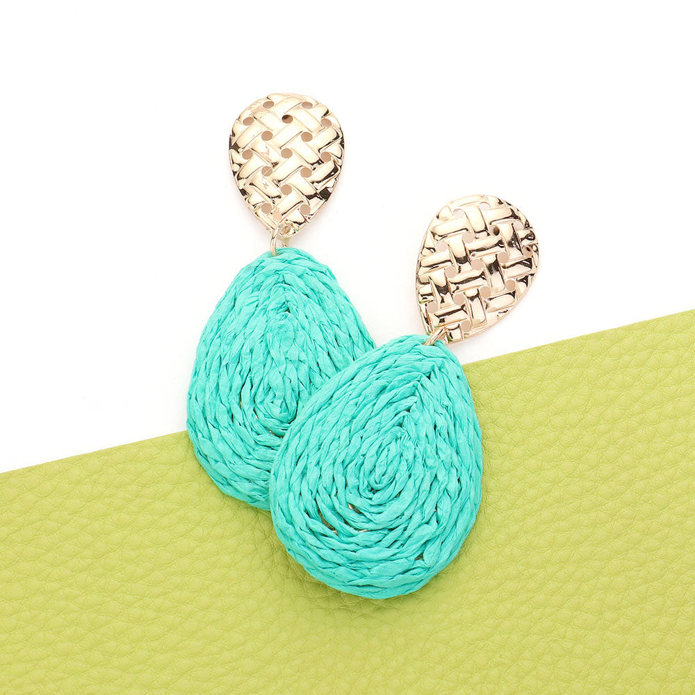 Teal Raffia Drop Earrings – Grace At Home Treasures